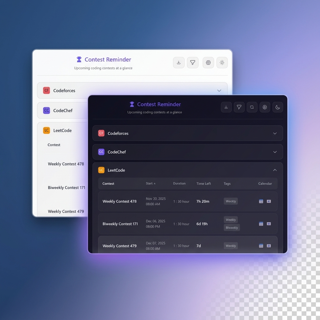 Contest Reminder: LeetCode, Codeforces & CP Alerts | Chrome Extension